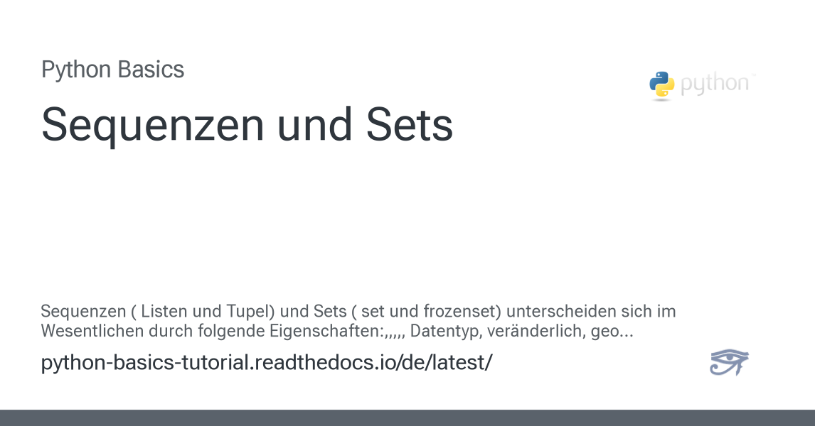 Sequenzen und Sets - Python Basics